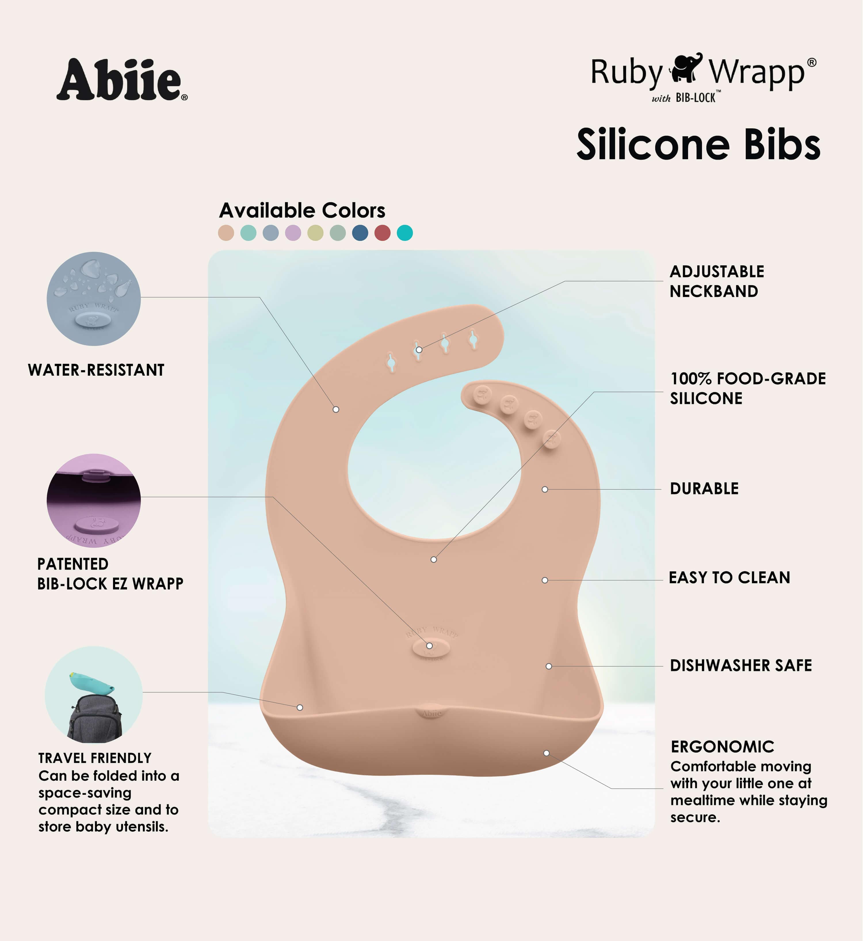 Silicone Baby Bibs | 100% Waterproof Baby Bibs | Abiie